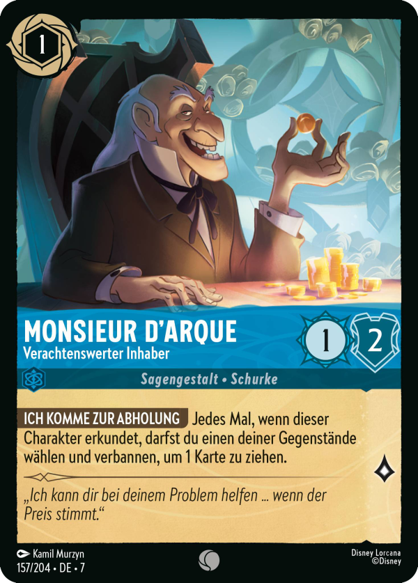 Monsieur D'Arque - Despicable Proprietor - Mushu Report (Lorcana Wiki)