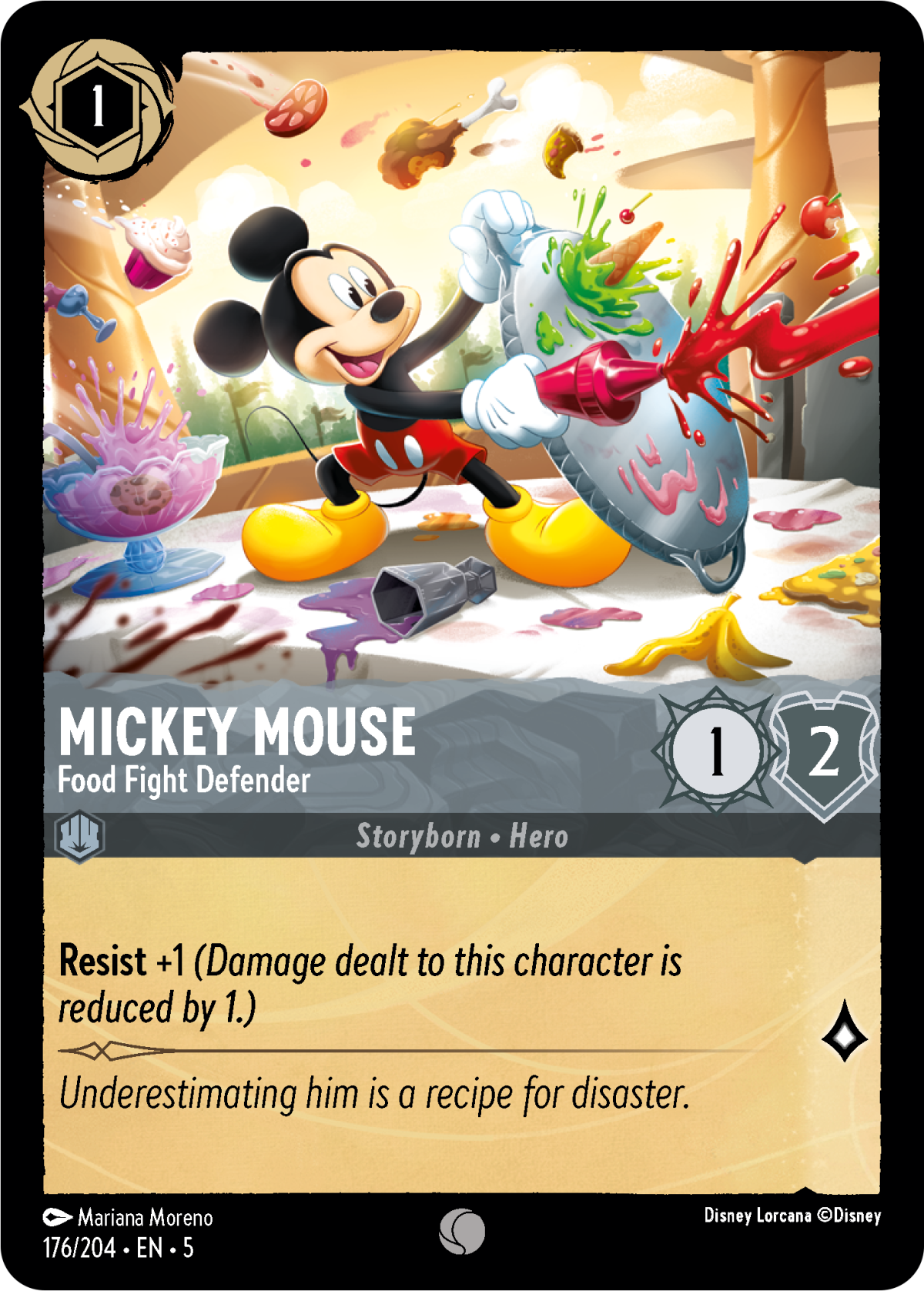 Mickey Mouse - Food Fight Defender - Mushu Report (Lorcana Wiki)