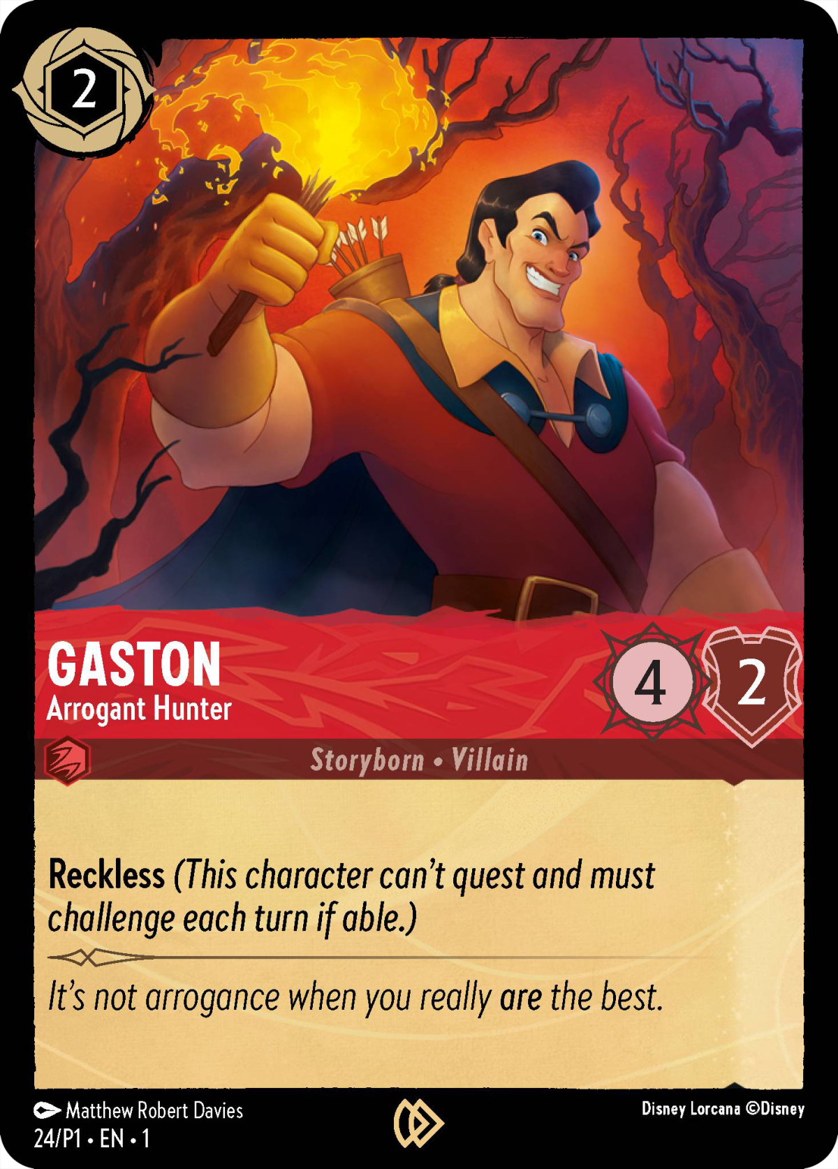 Gaston - Arrogant Hunter Promotional Card - Mushu Report (Lorcana Wiki)