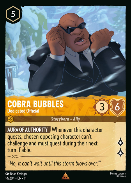 Cobra Bubbles - Dedicated Official - Mushu Report (Lorcana Wiki)