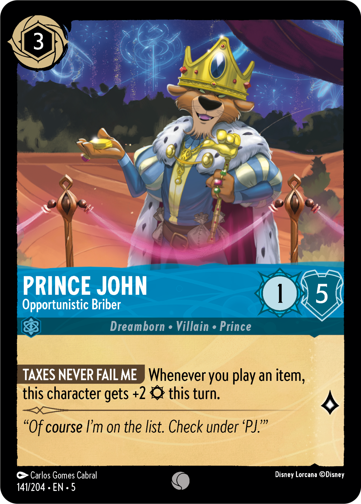 Prince John - Opportunistic Briber - Mushu Report (Lorcana Wiki)
