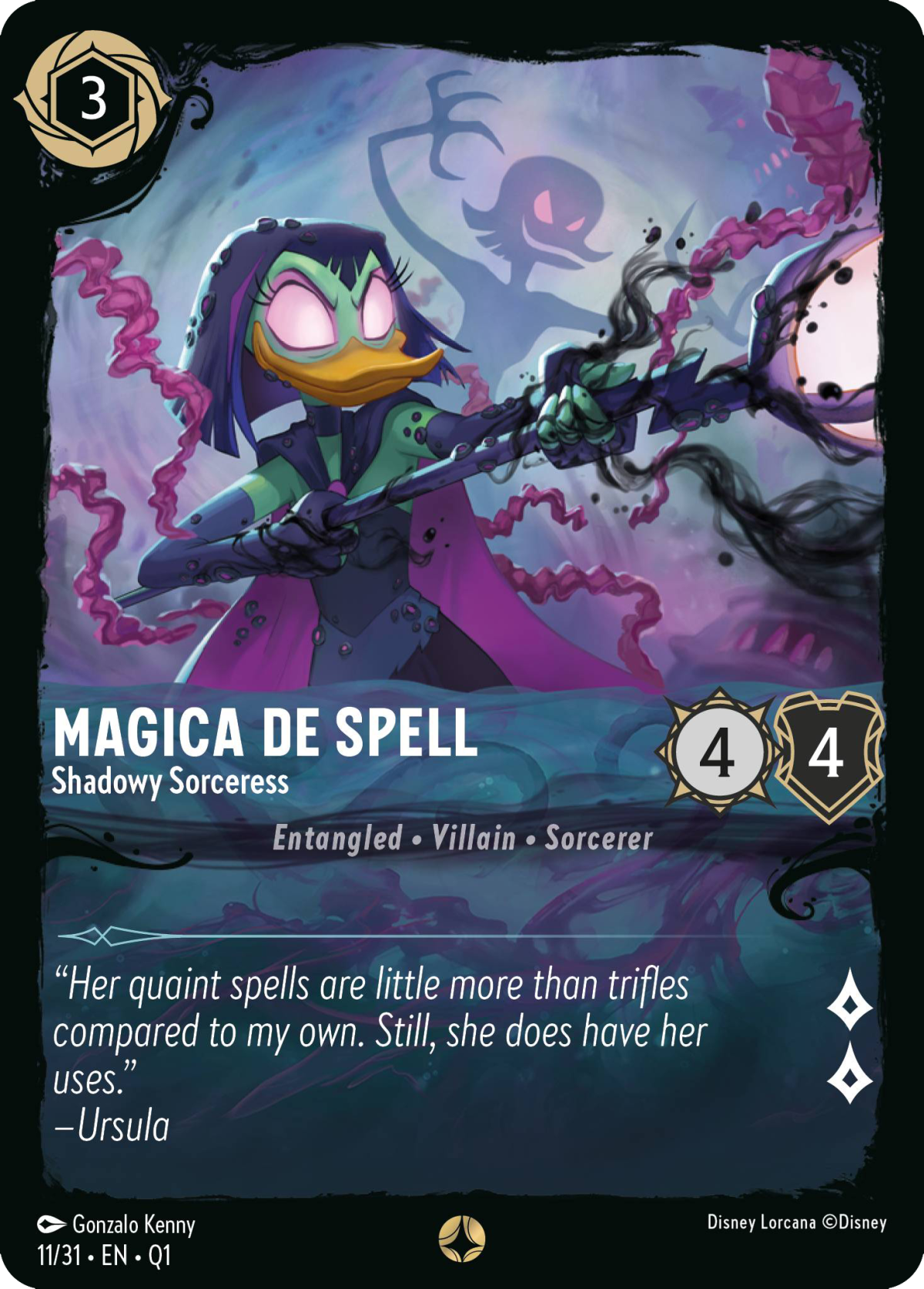 Magica De Spell - Shadowy Sorceress - Mushu Report (Lorcana Wiki)