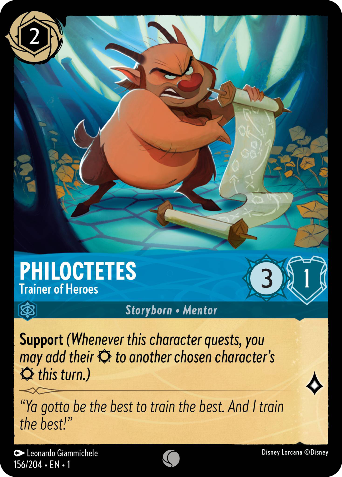Philoctetes - Trainer of Heroes - Mushu Report (Lorcana Wiki)