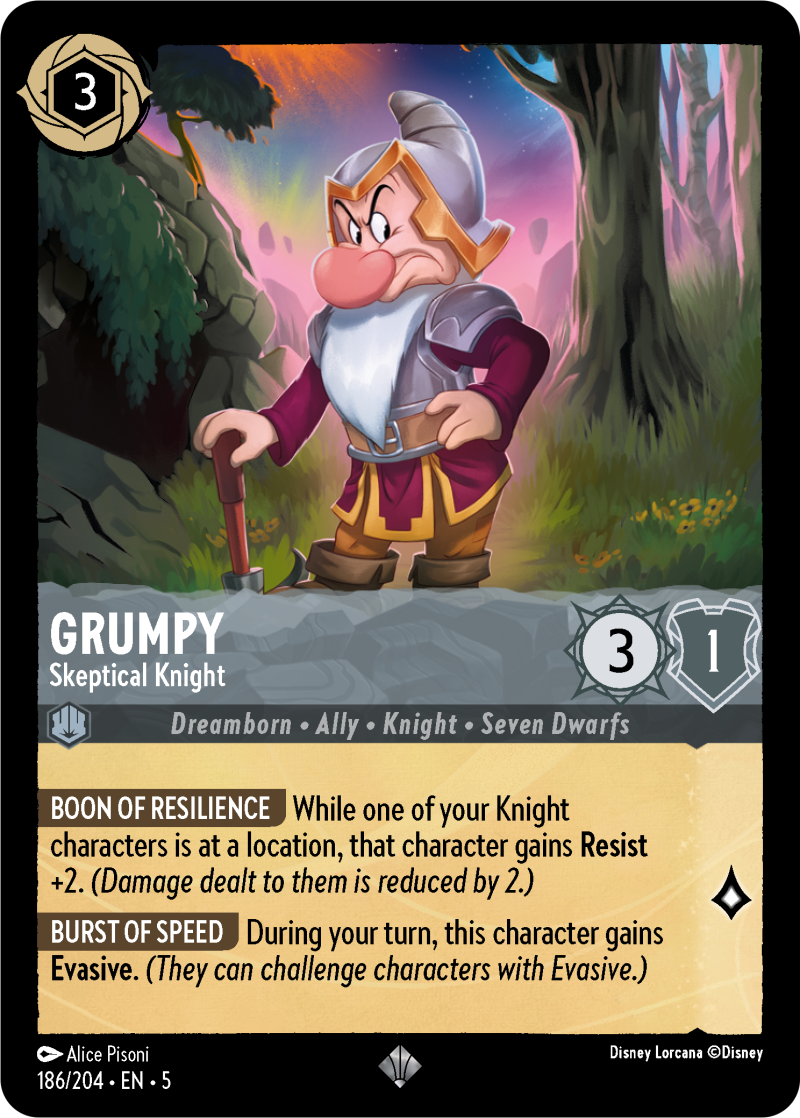 Grumpy - Skeptical Knight - Mushu Report (Lorcana Wiki)