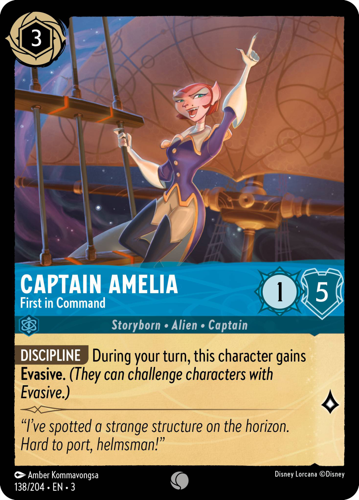Captain Amelia - First in Command - Mushu Report (Lorcana Wiki)