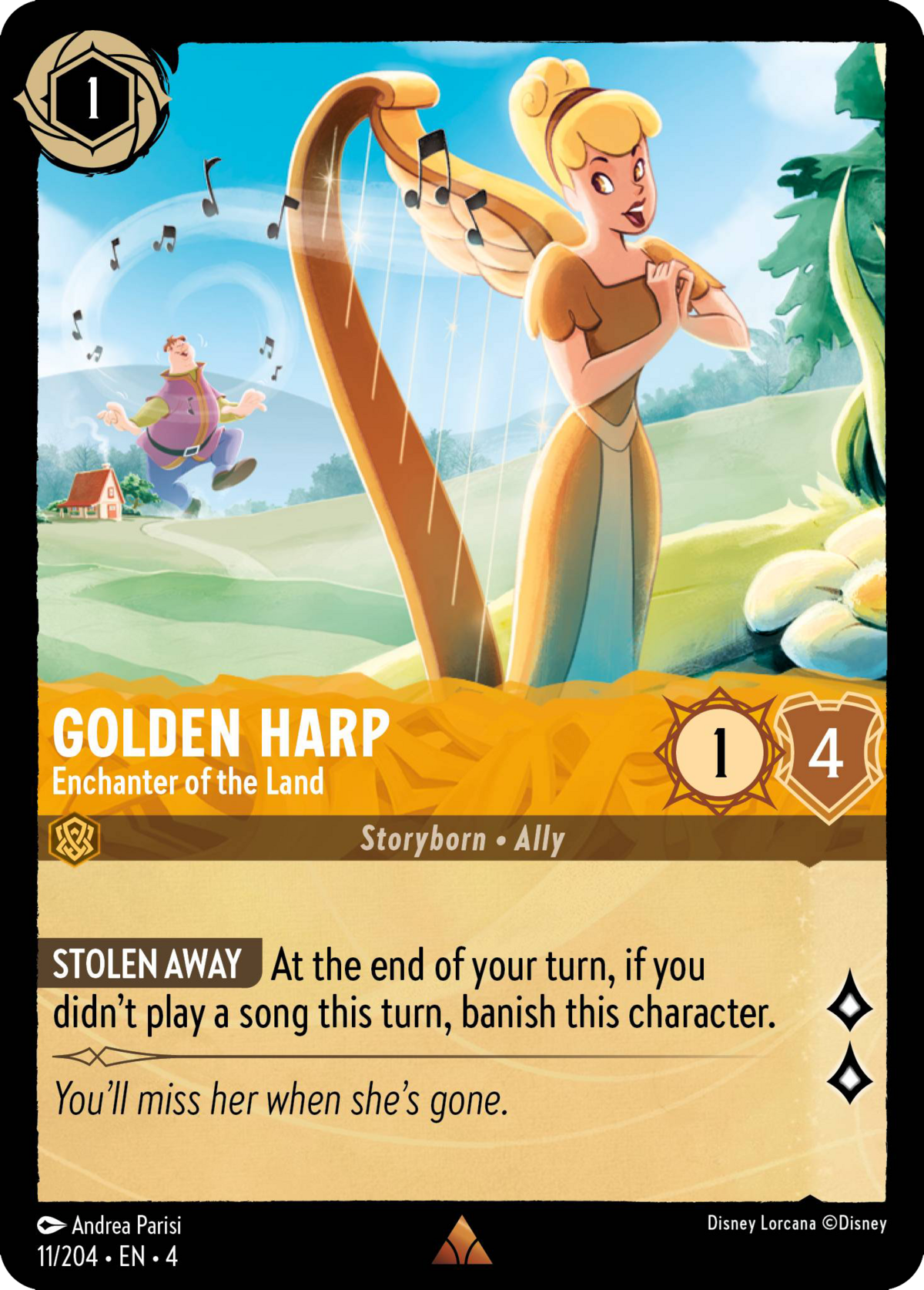 Golden Harp (character) - Mushu Report (Lorcana Wiki)